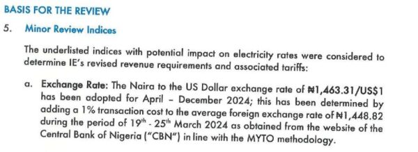 NERC adopts FX rate of N1463.3/$ in calculating new electricity tariff ...