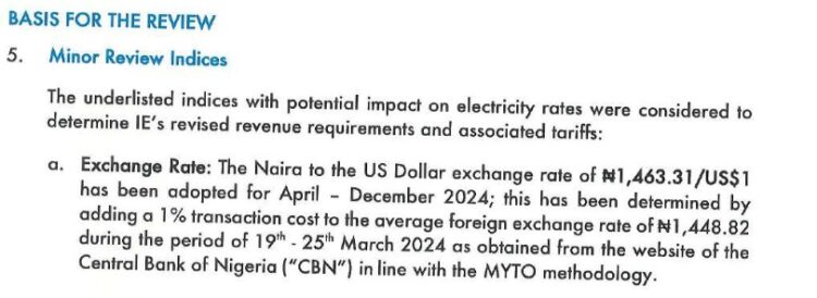 NERC adopts FX rate of N1463.3/$ in calculating new electricity tariff ...