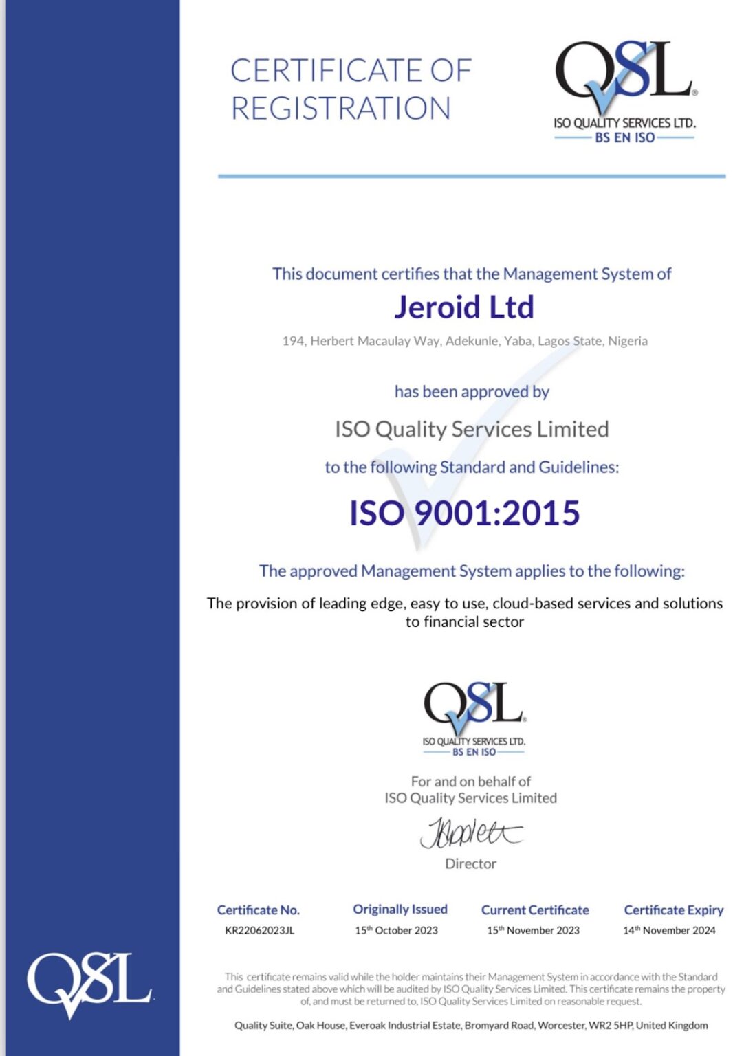 Jeroid makes history as first Nigerian crypto company to receive ISO ...