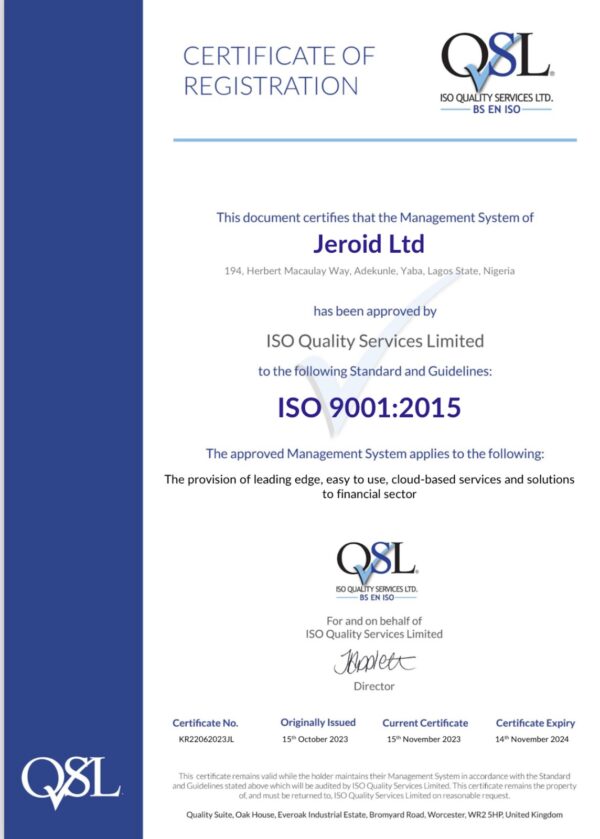 Jeroid makes history as first Nigerian crypto company to receive ISO ...