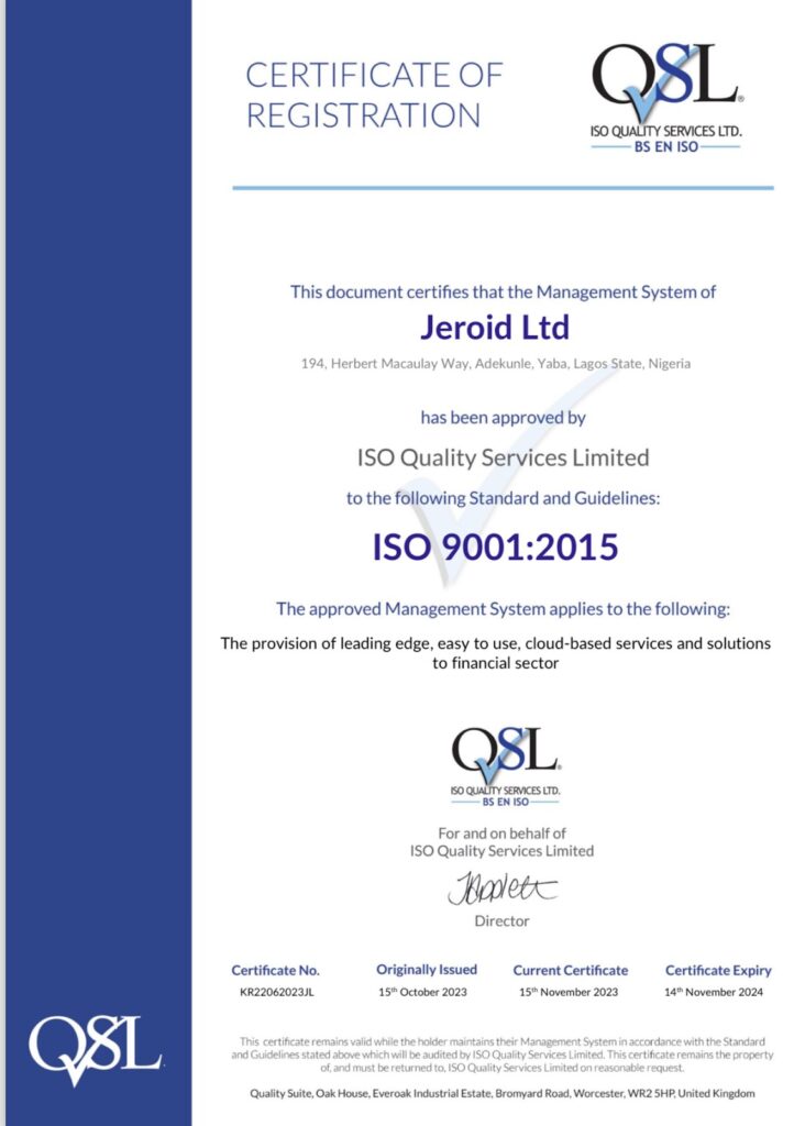 Jeroid makes history as first Nigerian crypto company to receive ISO ...